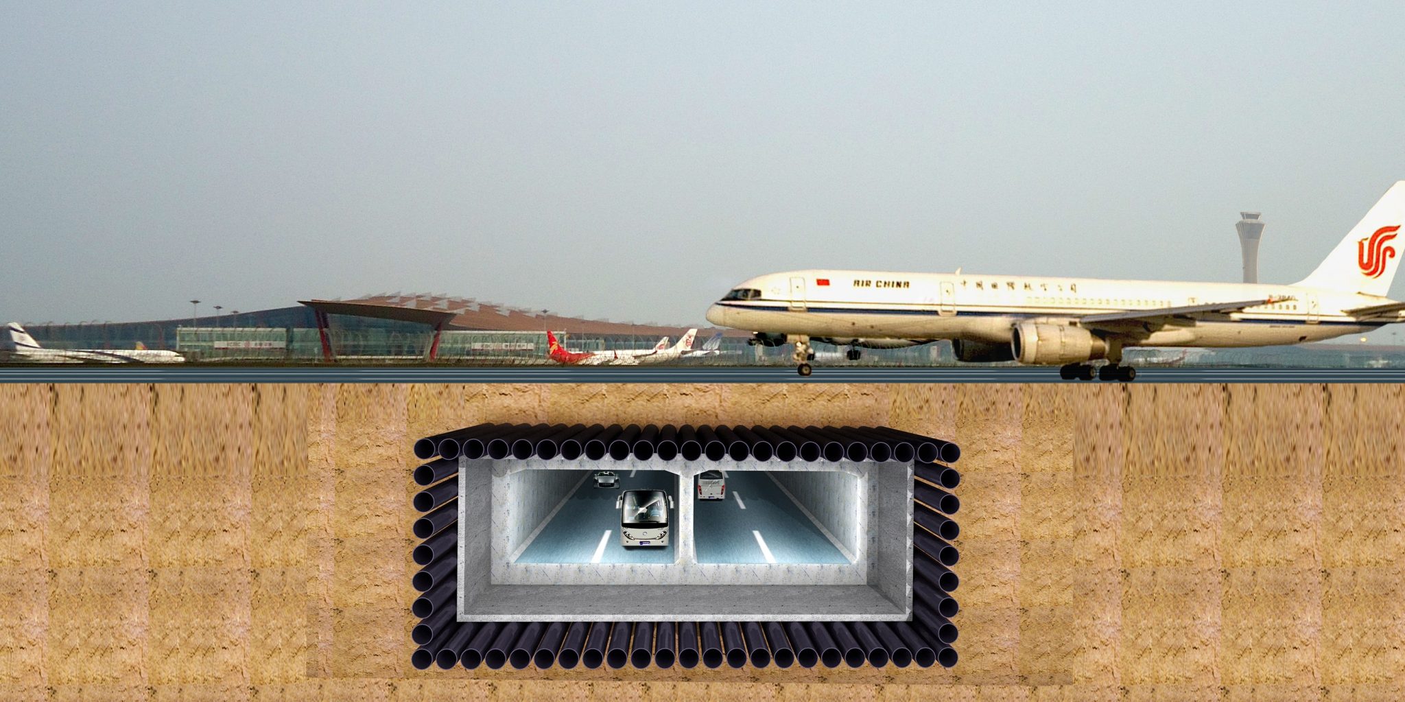 Beijing Capital International Airport T3B-T2 APM Tunnel and Traffic ...